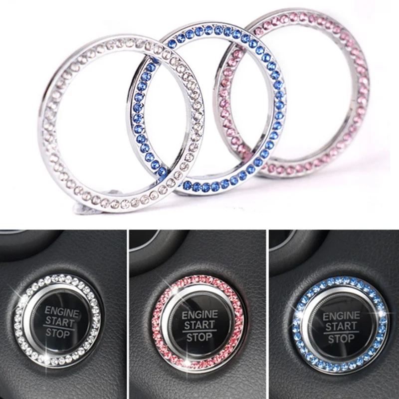 Fashion Crystal Rhinestone Decor Car Engine Start Stop Ignition Key ...