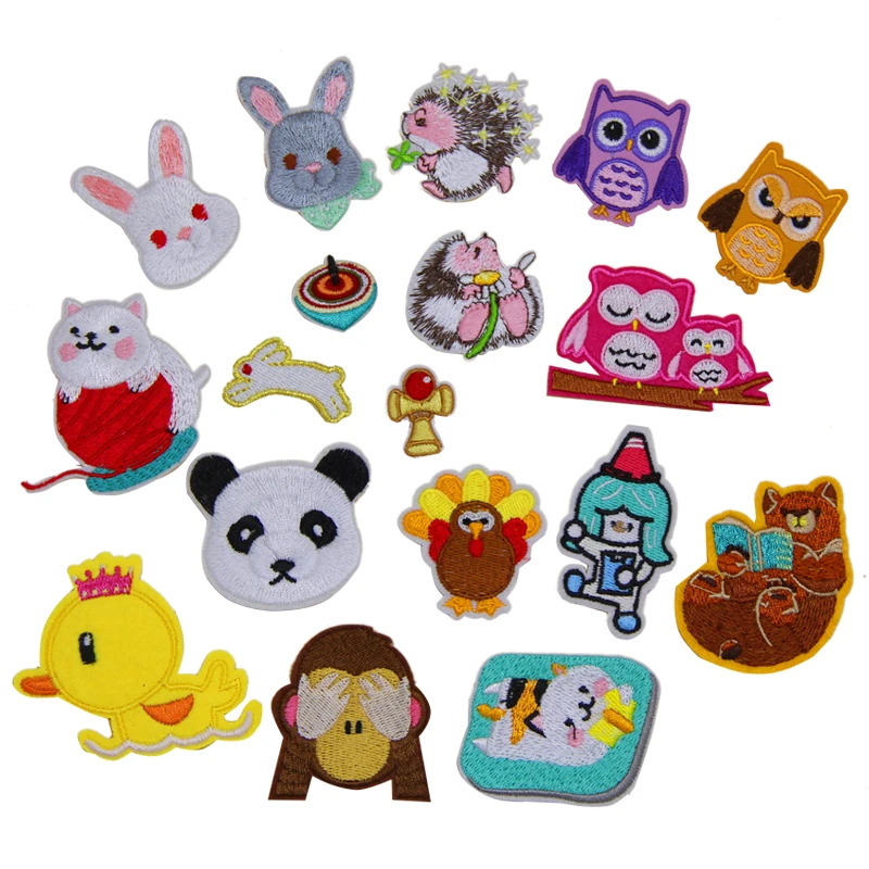 New Arrival 10 Pcs Cute Animals Embroidered Patches Iron On Cartoon ...