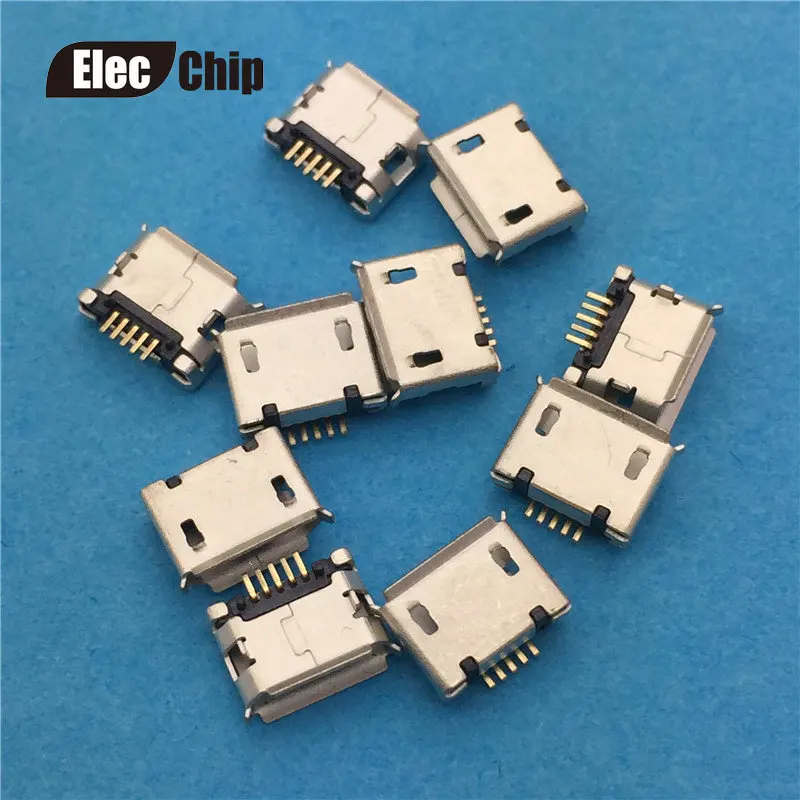 Conector Micro USB para teléfono móvil, conector hembra DIP de 5 pines, miniusb de carga, boca ...