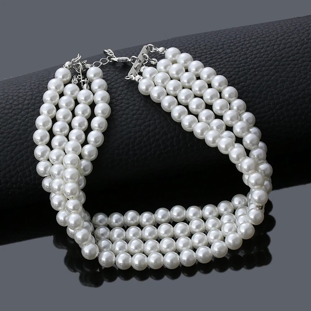 1 Pc Trendy Multilayer Necklaces Simulated Pearl Necklace For Women