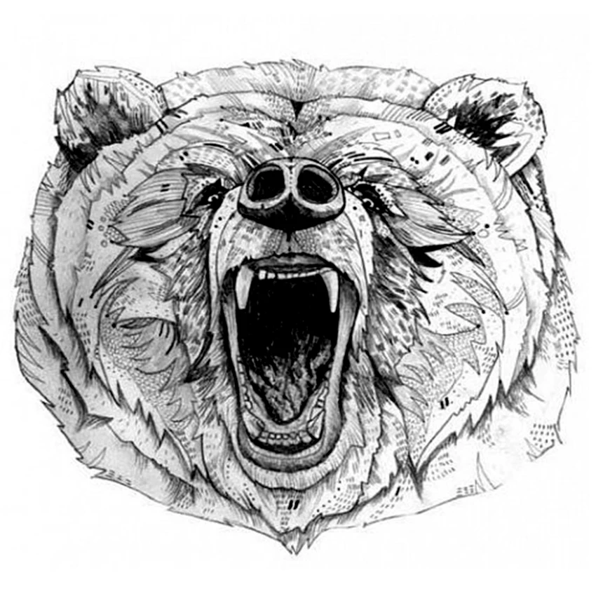 El-oso-rugiente-tatuaje-temporal-mujeres-oso-tatuajes-adhesivo-Animal ...