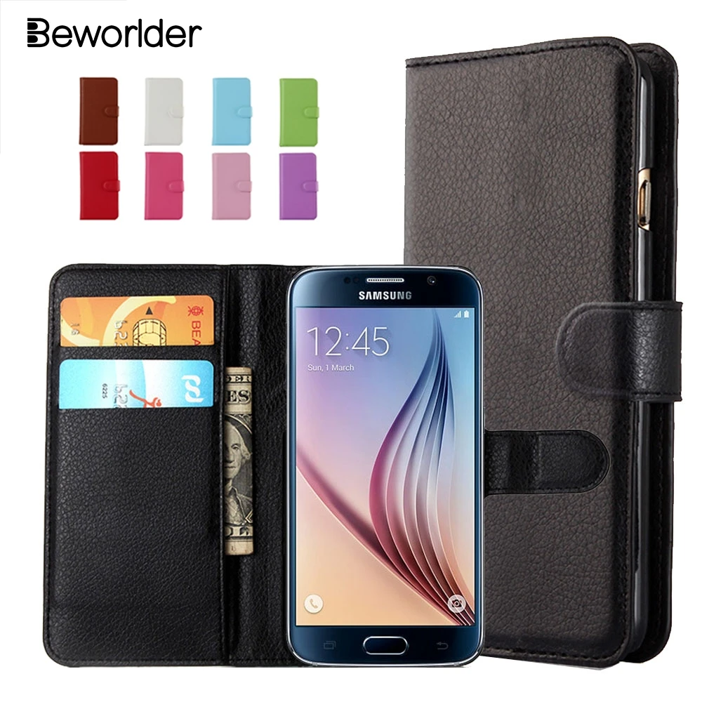 Beworlder For Samsung Galaxy S6 G9200 Flip Wallet PU Leather Case Card ...