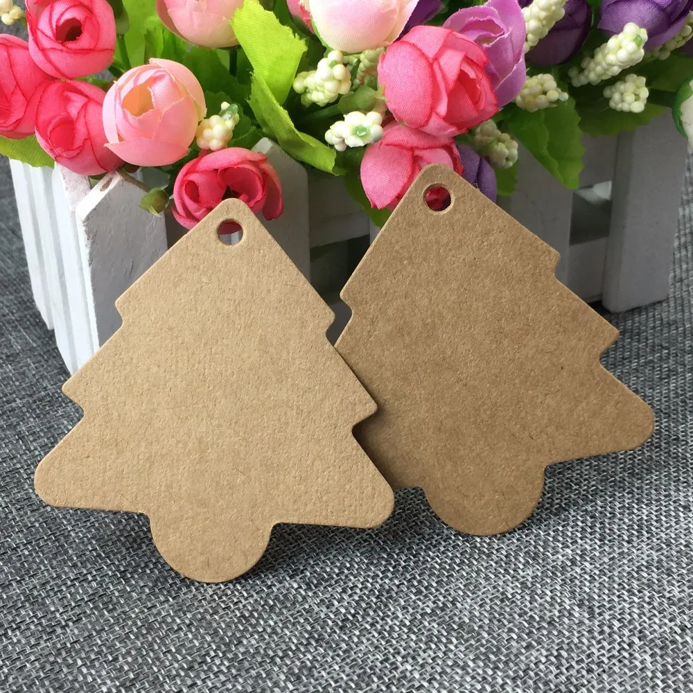 7.5x7cm DIY Kraft Christmas Tree Shape Hang tag Christmas Party Deco ...