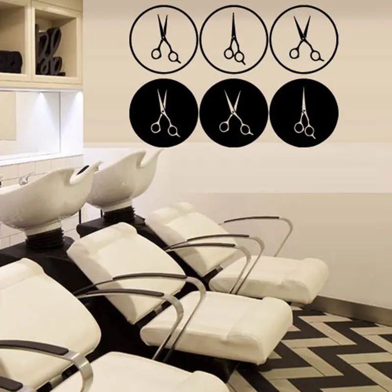Barber Shop Sticker Name Scissors Hair Salon Decal Neutral Haircut