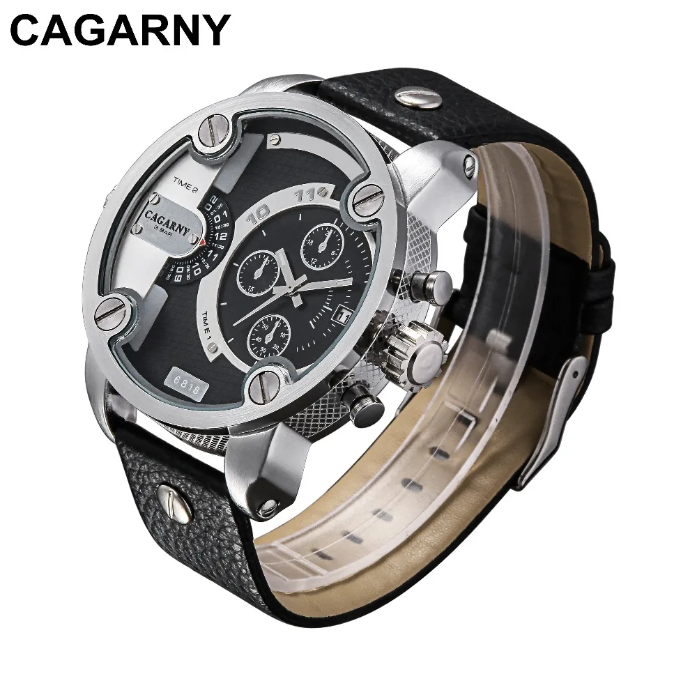 CAGARNY Men Watch Multi Movt Numbers Strips Hours Marks Big Dial ...