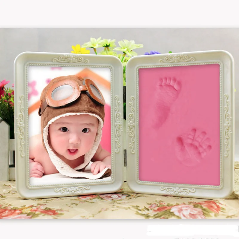 Cute Photo Frame Soft Clay Imprint DIY Baby Footprint Hand Print Cast ...