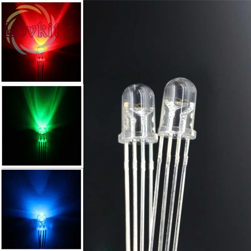 500 X LED 5mm 4Pin Tri Color RGB Red Green Blue COMMON Anode 4Pins Tri ...
