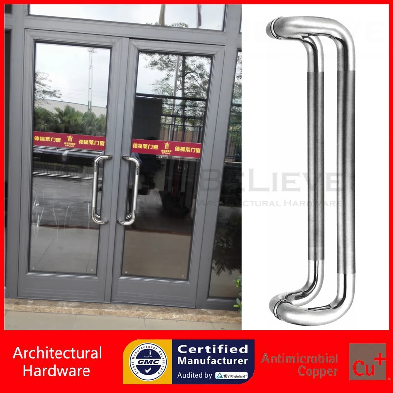Entrance Pull Handle 304 Stainless Steel Polish and Brushed Offset Door ...