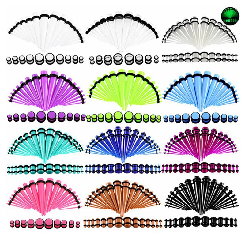 36pcs/lot Acrylic Ear Gauge Taper And Plug Stretching Kits Mixed Color ...