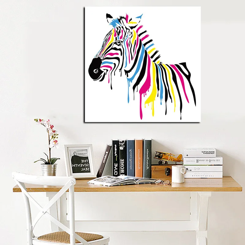 Zebra Tier Kunst Poster HD Drucke Bunte und Schwarz Aquarell Leinwand Malerei Wand Malerei Bild ...