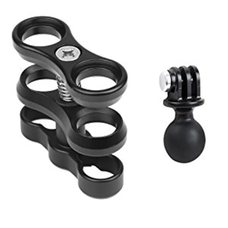 Sport Camera Dual Aluminum Alloy Ball Clamp For Underwater Camera Arm ...