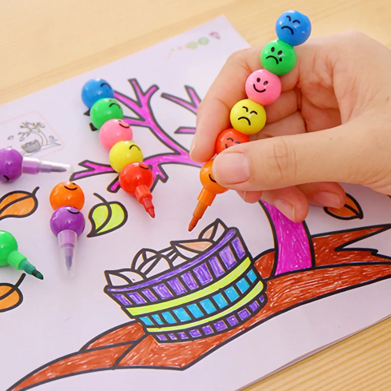 Creative Smiley crayons 7 Colors Cute Stacker Swap Smile Face Crayons ...