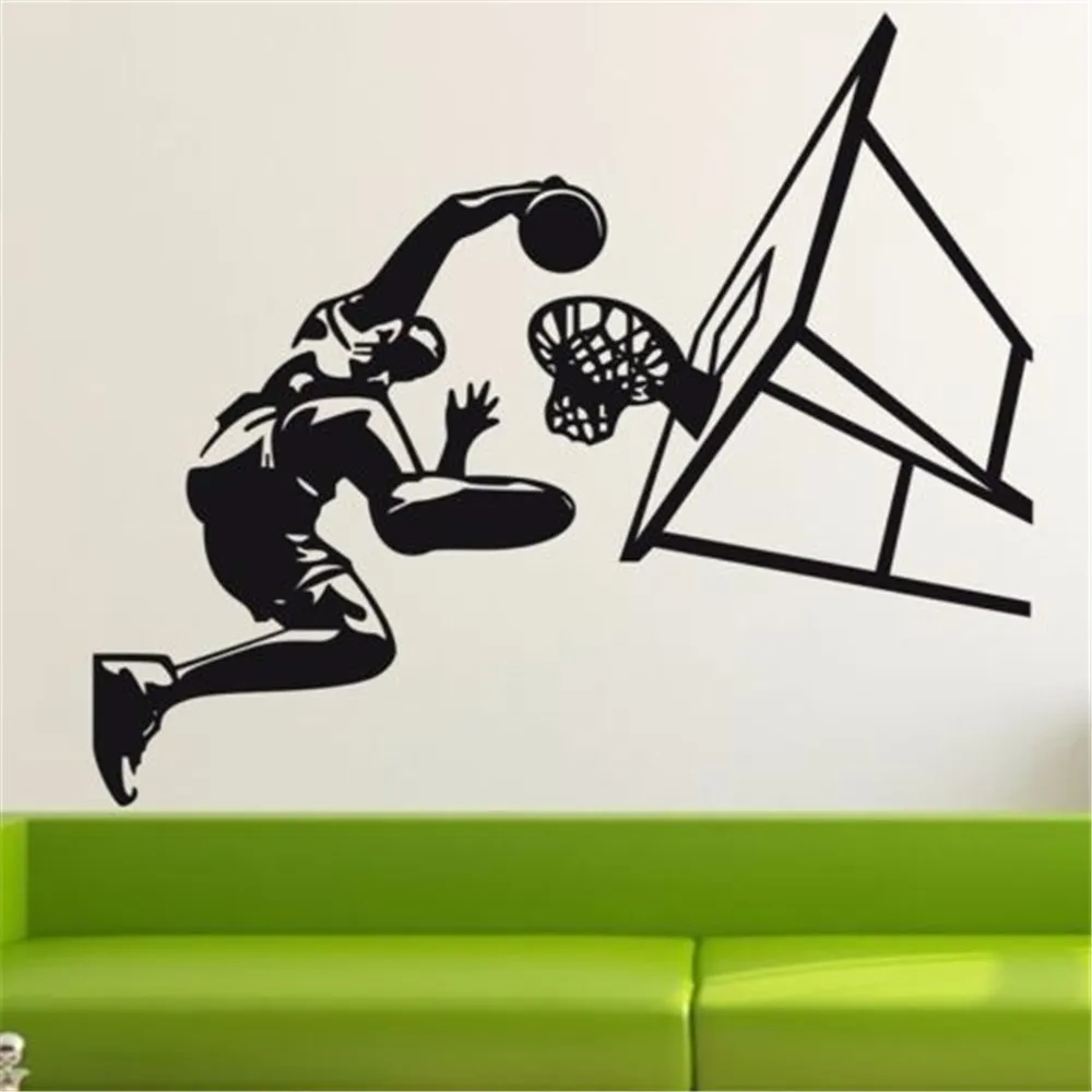 Boy Basketball Shoot Wall Stickers Mural Sports Physical Wallpaper ...