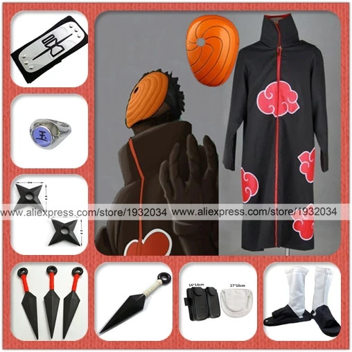 Free Shipping Fashion Classic Naruto Akatsuki Tobi Cloak with full ...