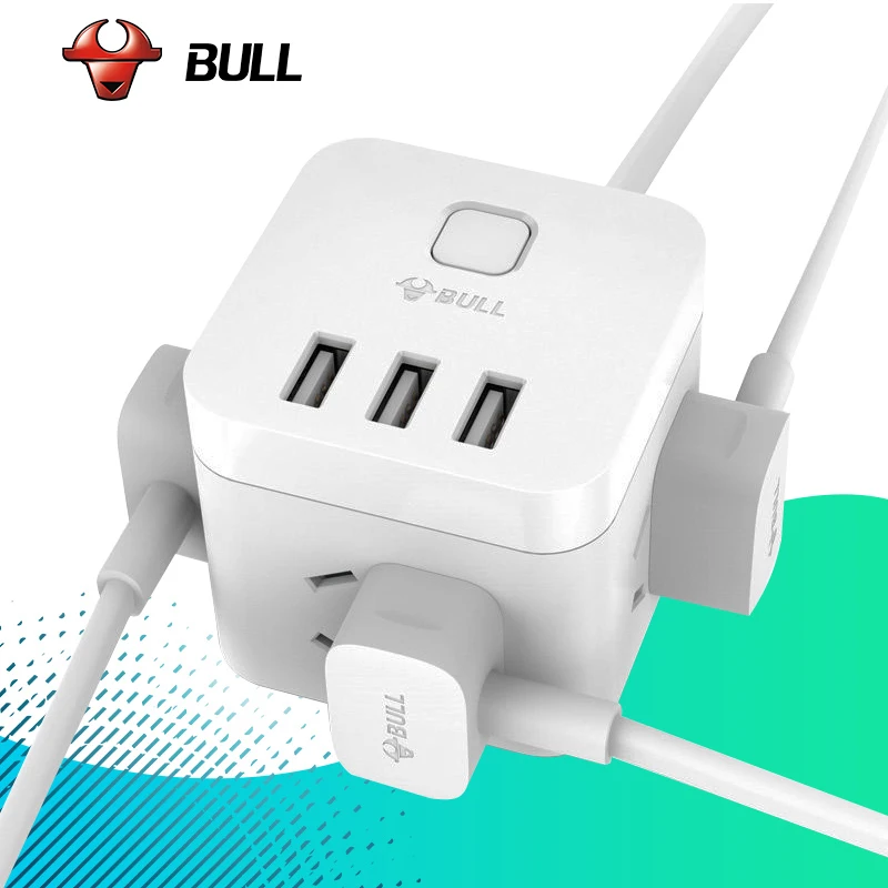 BULL Creative Cube Power Strip 3usb Max 3.1A Fast Charging 1.5M/3M Home ...