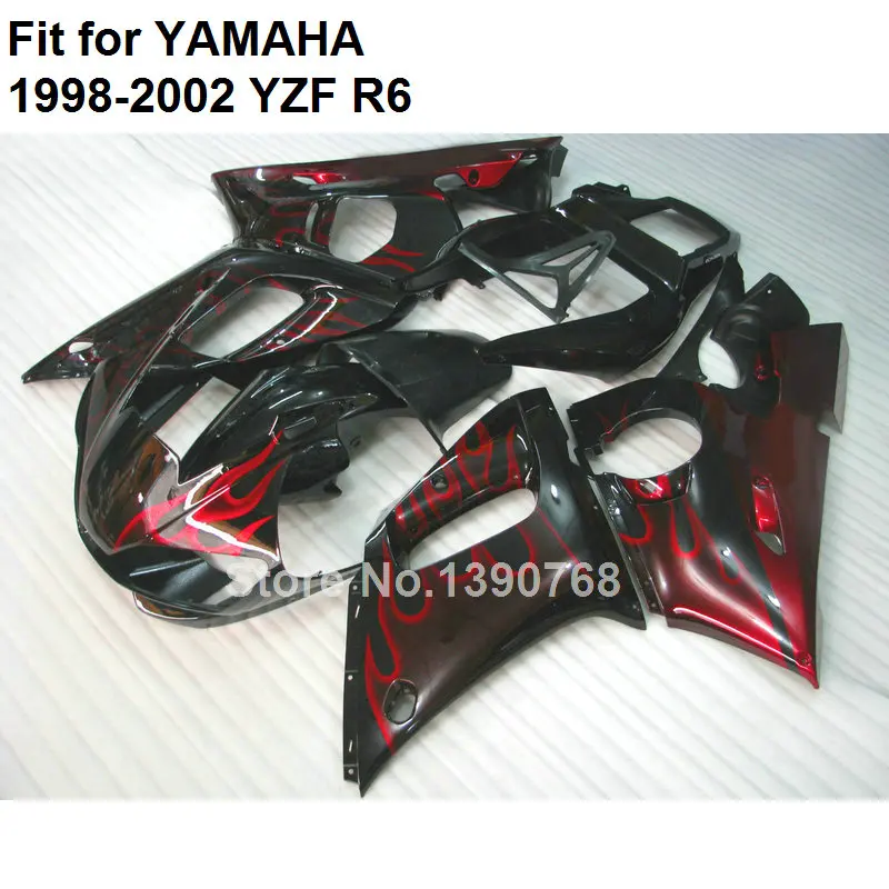 Motorcycle Fairing Kit For Yamaha Yzf R6 98 99 00 01 02 Red Flames ...