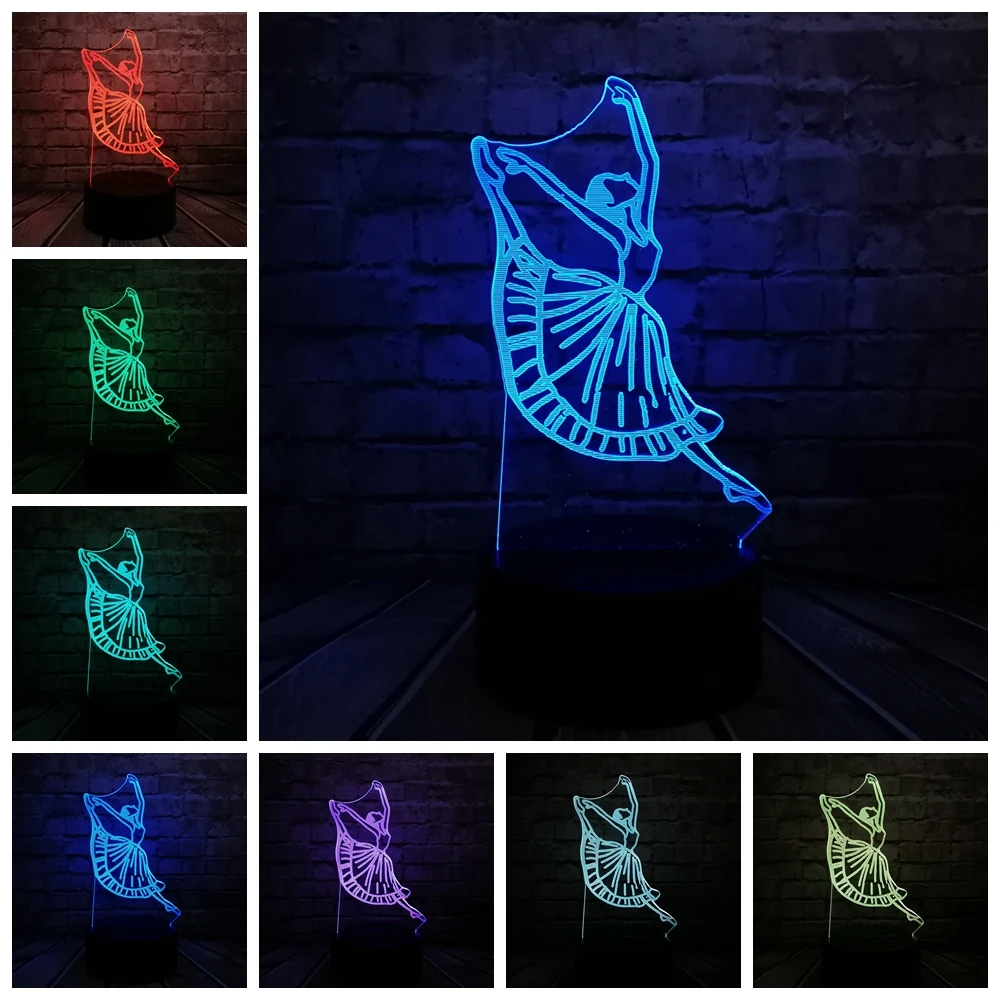 Novelty Modern Dance Dancer Lady 3D Lamp Night USB LED Lighting ...