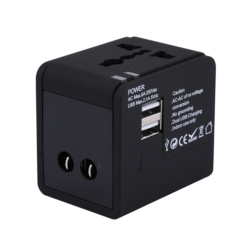 Universal 2.1A USB Port AC World Travel Charger Adapter International ...