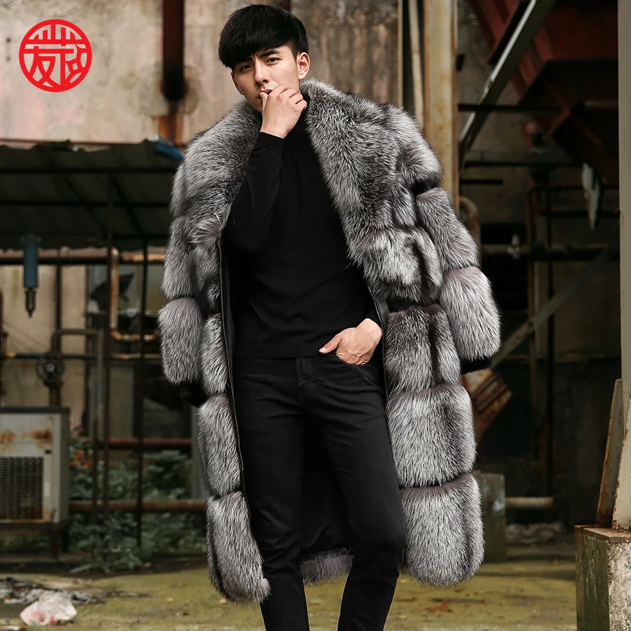 2018 new design fashion mens real fox fur coat with fox collar|Genuine ...