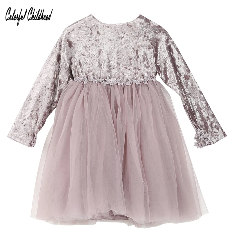 Spring 2018 new Sweet lace Girls Dress Patchwork Velvet Design Princess ...