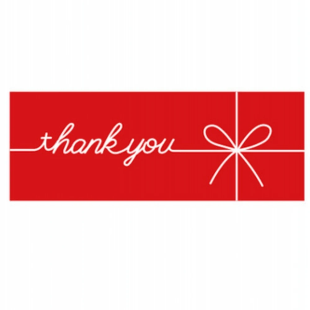 150pcs Red Thank You Bow Rectangle Handmade Cake Packaging Sealing
