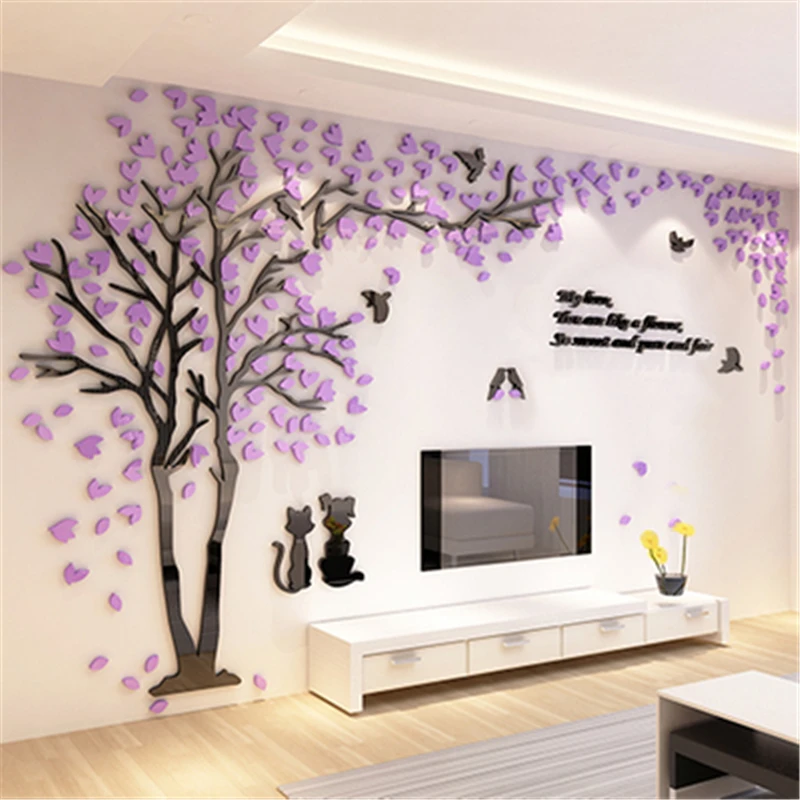 Creative Couple Tree 3d Sticker Acrylic Stereo Wall Stickers Home Decor ...