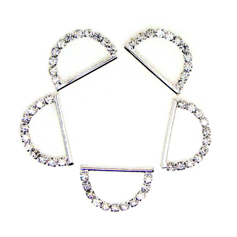 New 15mm Bar Silver Rhinestone D Ring Bags Garments Wedding Gift Ribbon ...