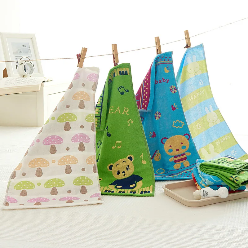 Toalla infantil 4 unids/set 25*50cm Toalla de cara niñas niños Baberos ...