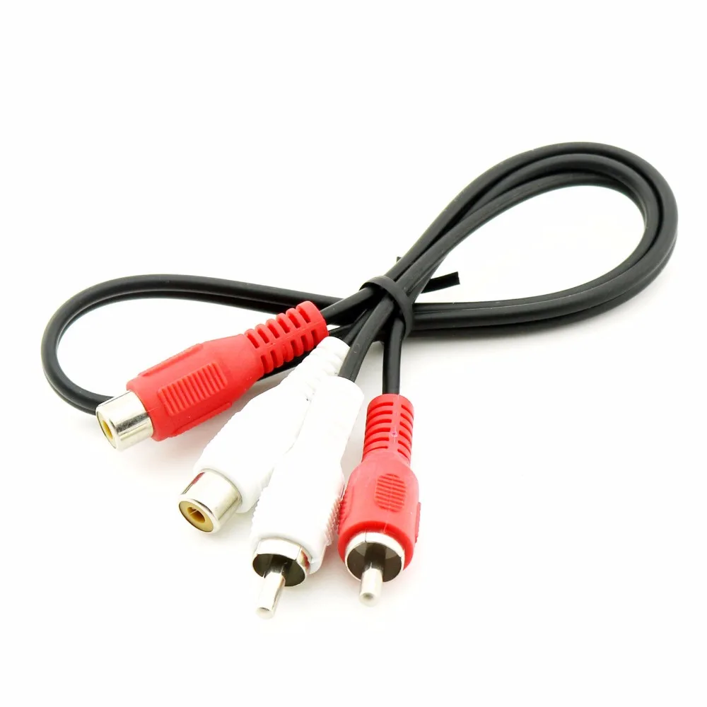 1pcs 1x 1.5ft Dual RCA Female Jack to 2x RCA Male Plug Audio Video ...