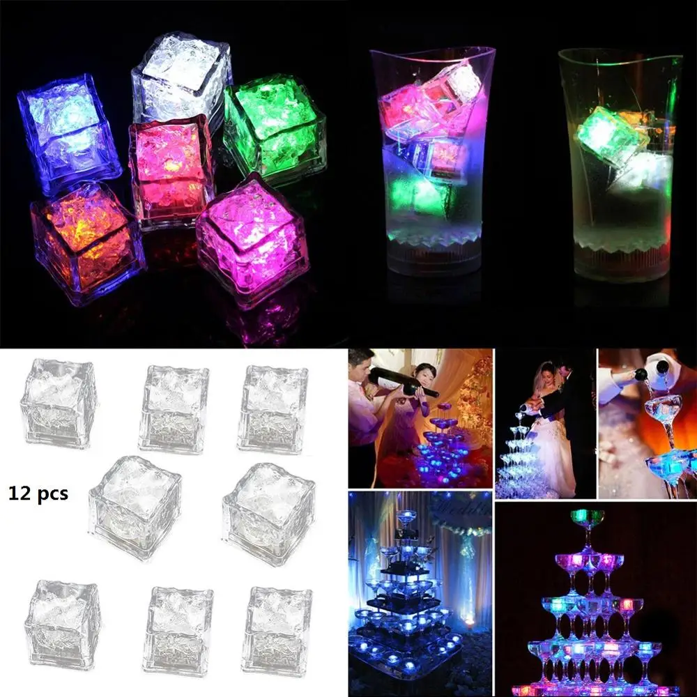 Party Decorative Led Ice Cubes Light Multicolor Liquid Sensor Bar 6 Pcs ...