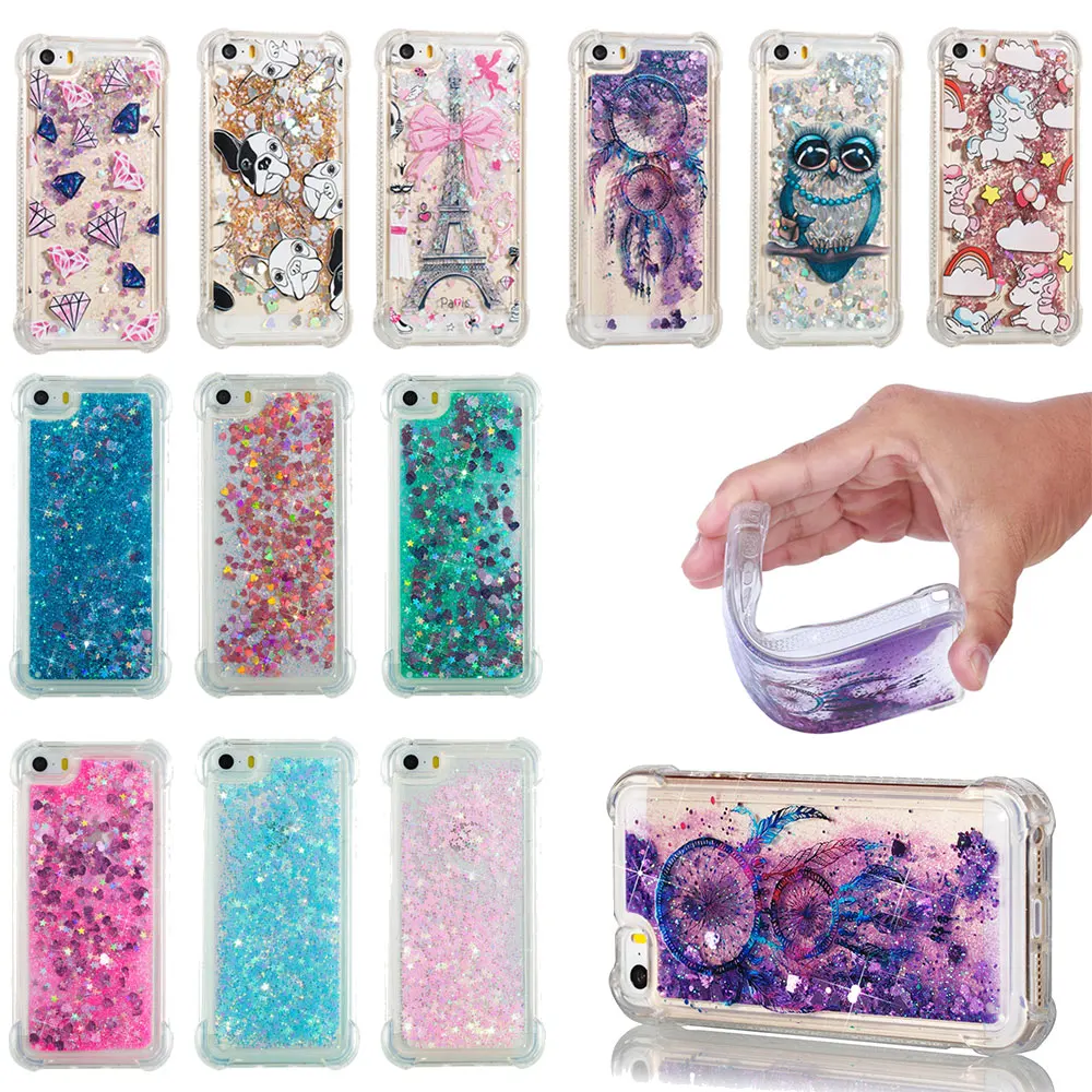 Soft Case For iPhone 5s SE Cover Glitter Dynamic Liquid Quicksand ...