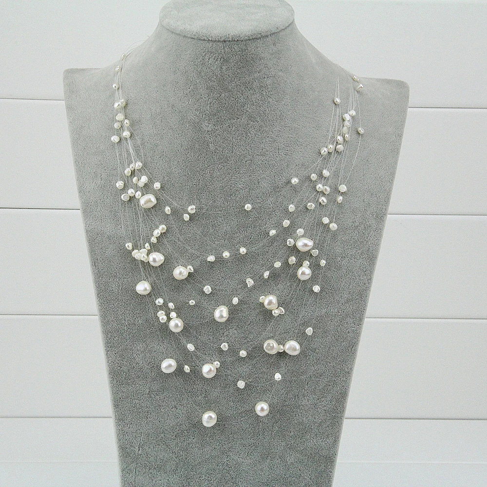 15 Strand Multi Strand Chunky Pearl Necklace Baroque Freshwater Pearl