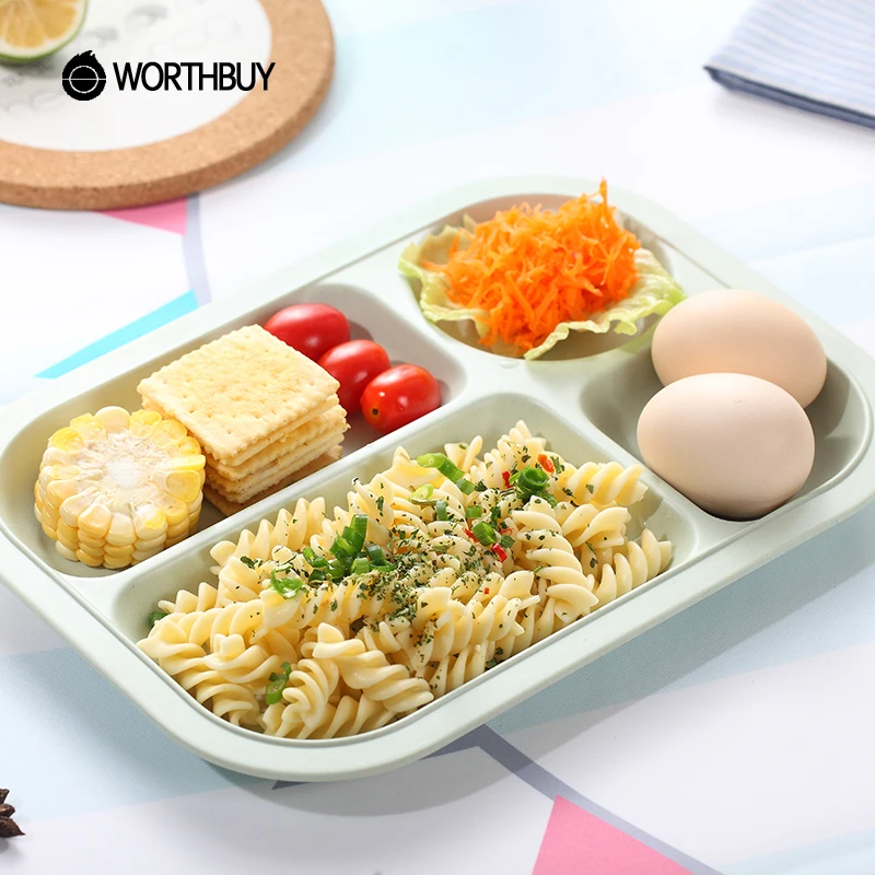 WORTHBUY Bamboo Kids Dinner Plate Kitchen Eco Friendly Snack Plate Dish ...