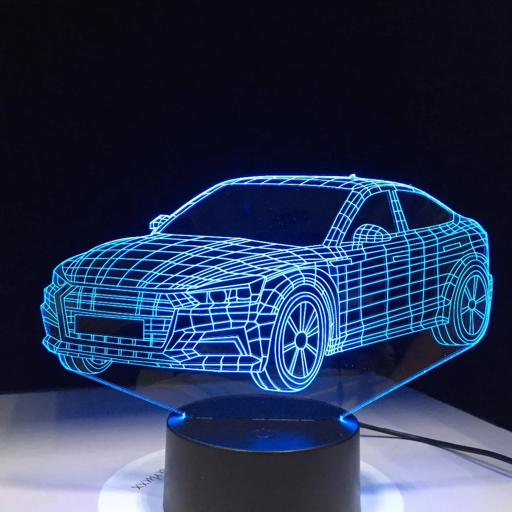 Auto Car Shape 3D Lamp 5V USB 3AAA Battery LED Night Lamp Acrylic Kids ...