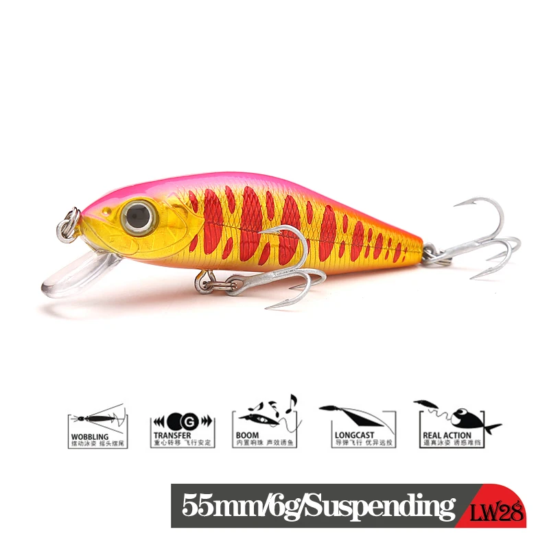 LTHTUG Japan Design Pesca Hard Fishing Lure 55mm 6g Suspending Minnow ...