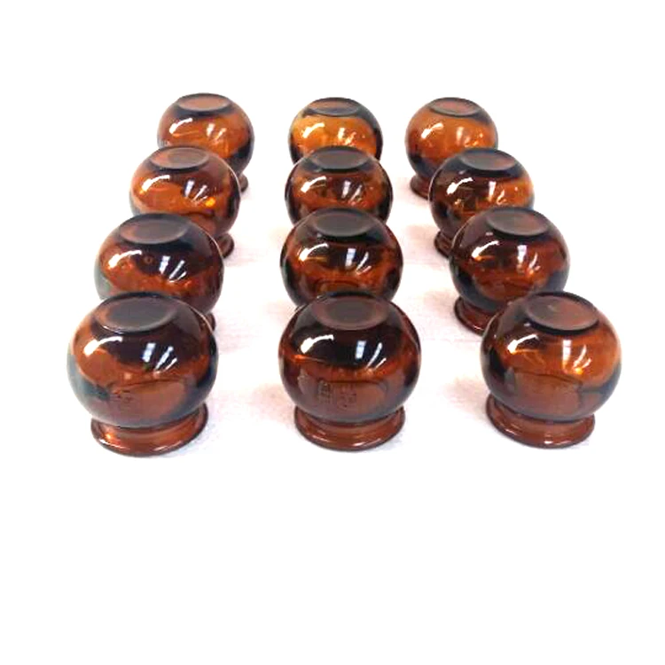 12 Pcs Thick Brown Glass Vacuum Cupping Set Explosion-proof Glass ...