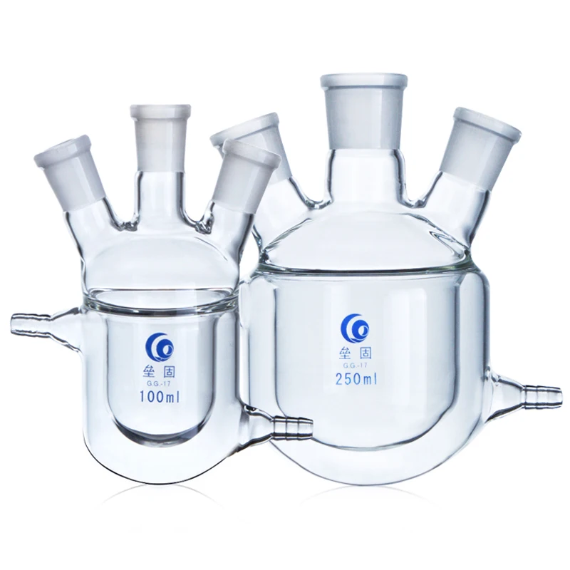 Three-necks-jacket-reaction-bottle-Thick-wall-borosilicate-glass-flask ...