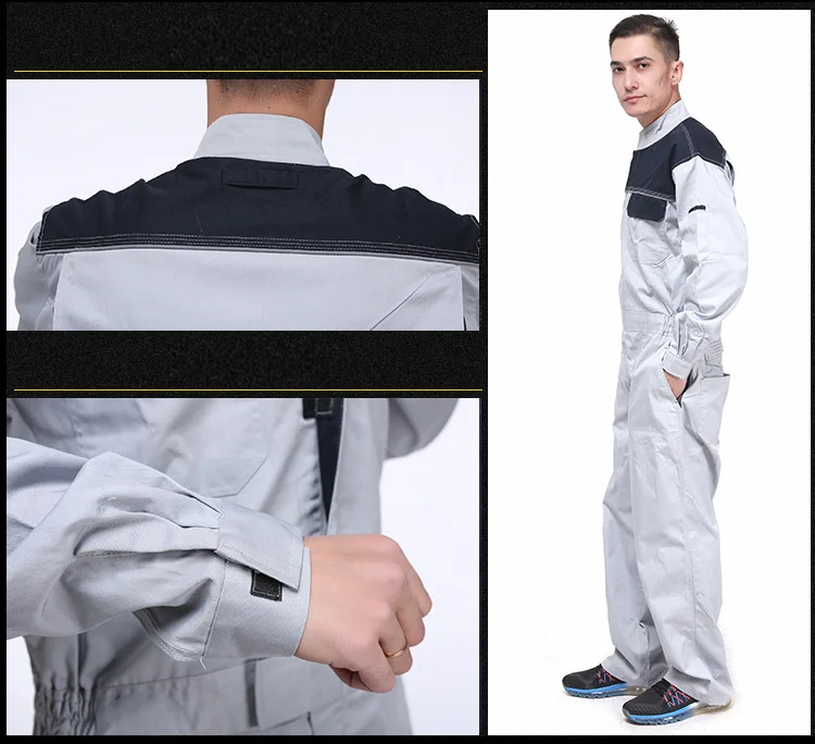 Men's 100% Cotton Grey Workwear Uniform Mining Work Wear Overalls For ...