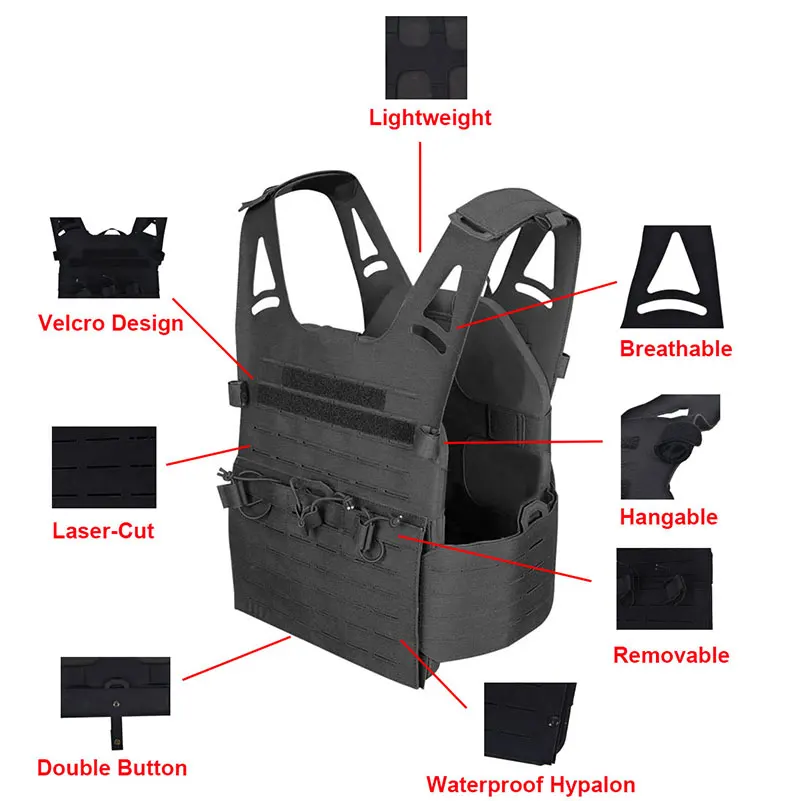 Tactifans Tactical Vest Laser-cut Molle System JPC Vest Chest Warrior ...