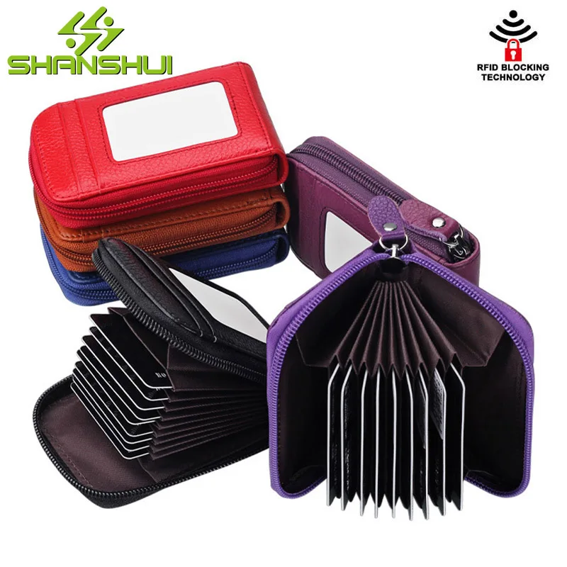 2017 RFID Genuine Leather Wallet Women Small Credit Card Holder Candy ...