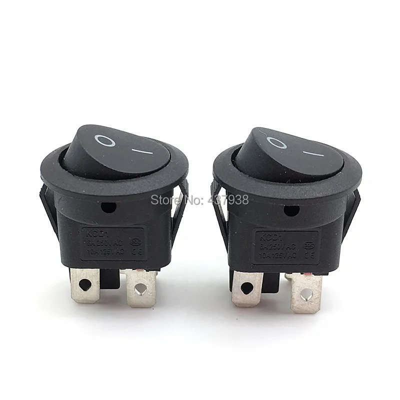 5pcs-KCD1-224N-Round-Rocker-Switch-Black-4-Pin-6A-250V-10A-125VAC-Boat ...