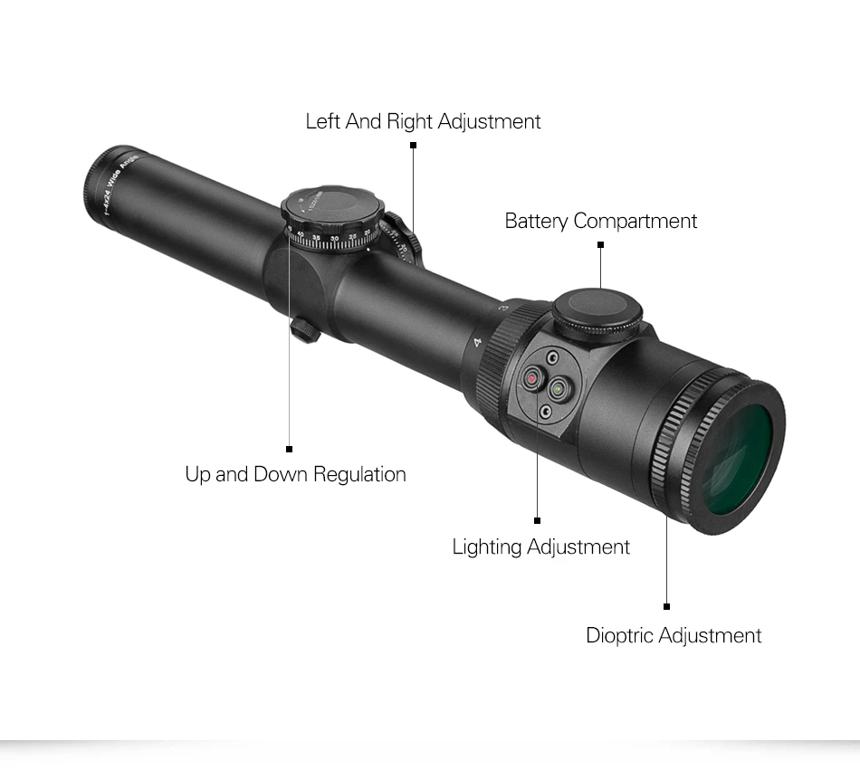 EB 1-4x24 Wide Angle Hunting Riflescope Illuminated Red Green Dot Sight ...