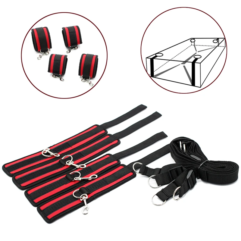 Buy Quality Sex Product Under Bed Restraints Bondage Kit Red Cotton Sex Toys