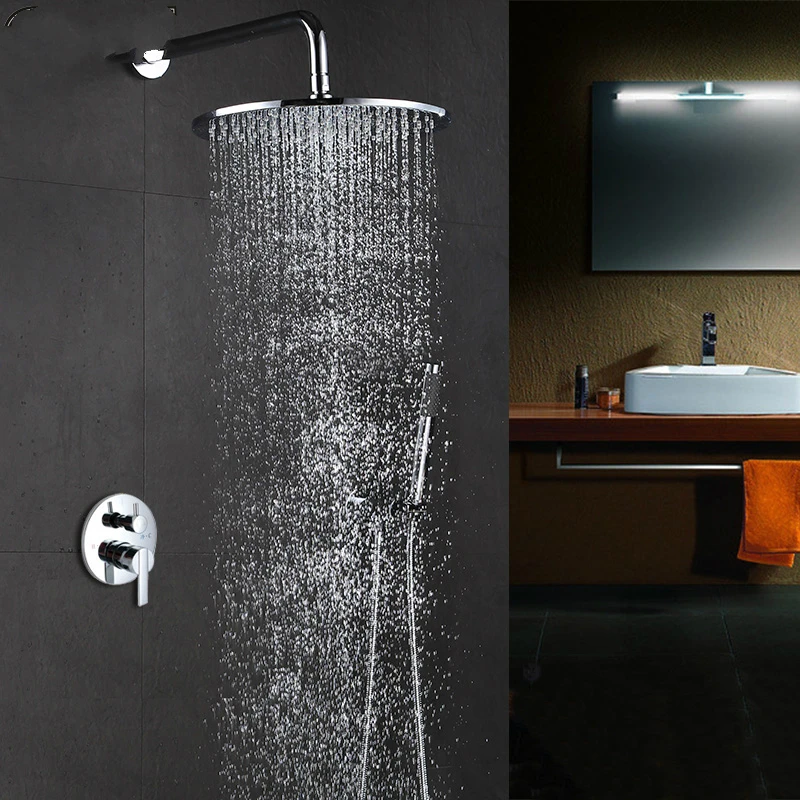 Modern Polished Chrome Square Concealed Shower Silver Wall Insertred ...