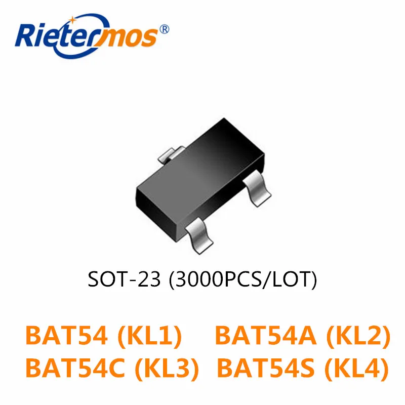 3000 adet BAT54 KL1 BAT54A KL2 BAT54C KL3 BAT54S KL4 SOT23 çin'de yapılan