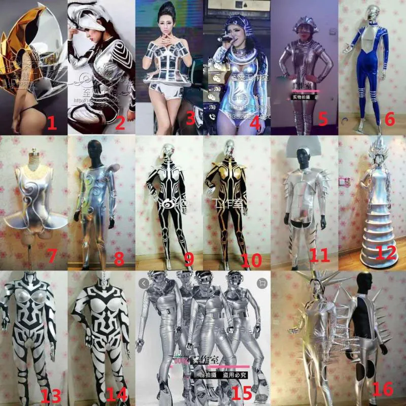 Future Science Performance Costume Silver Bodysuit Mirror Theme Party ...
