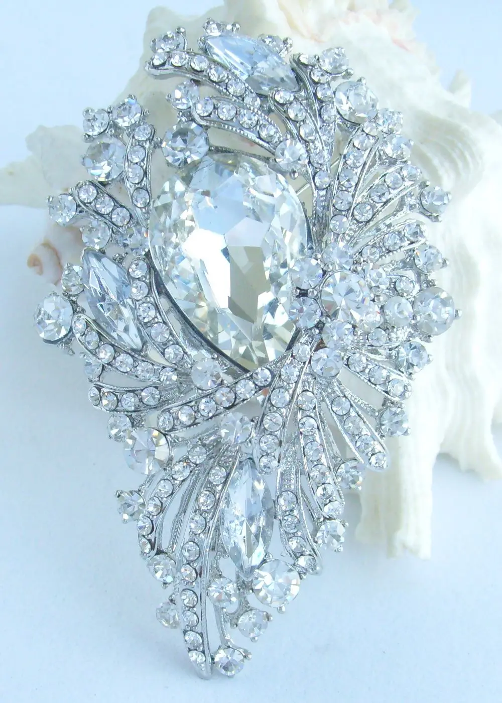 Wedding Clear Rhinestone Crystal Teardrop Brooch Pin Pendant Bridesmaid ...