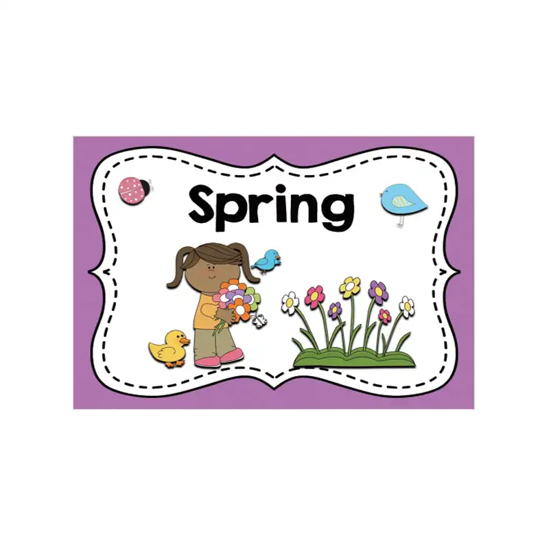 4PCS/Set A4 English Card Four Seasons Word Cards Montessori Learning ...