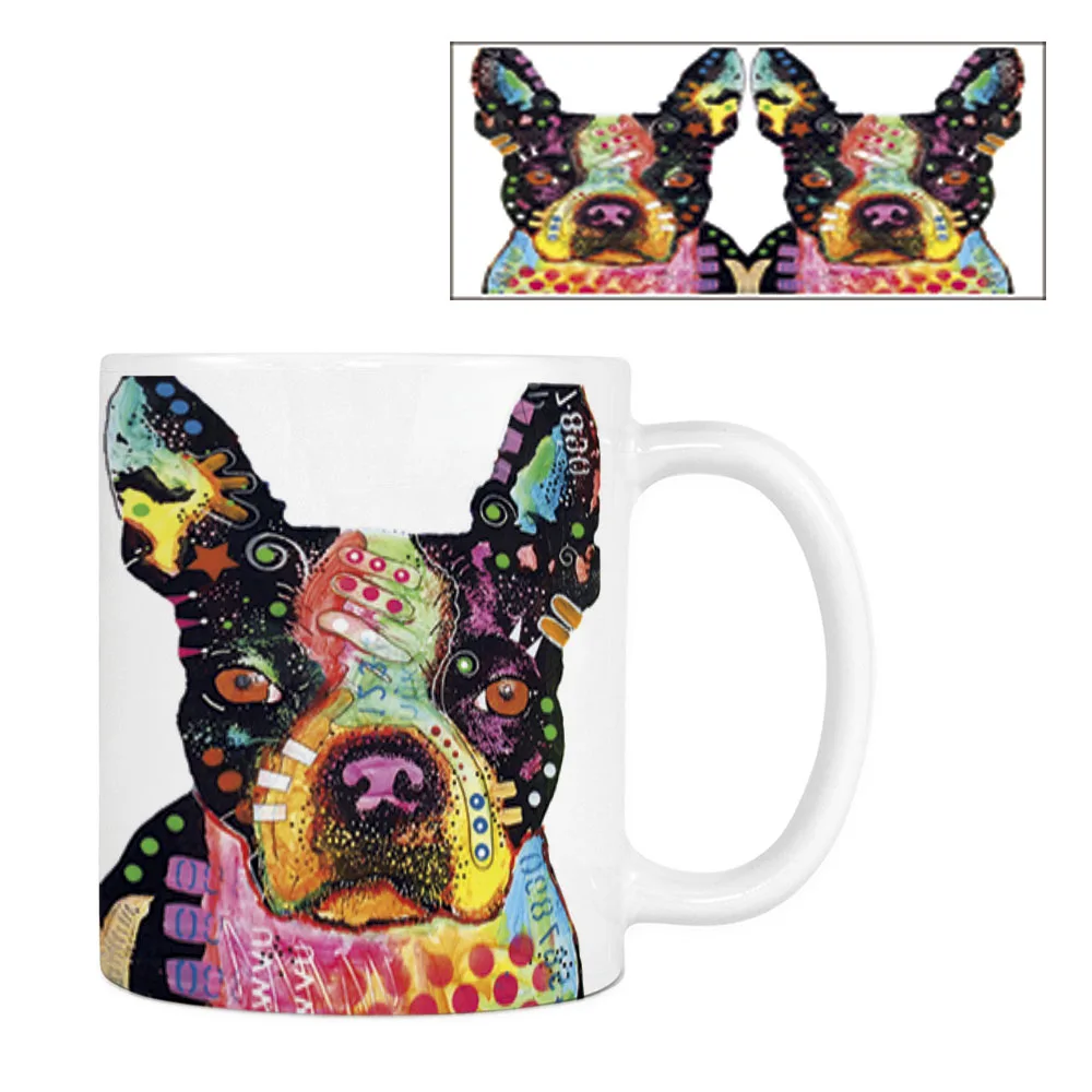 Fashion Boxer Bull Boston Coffee Mugs Funny Dogs White Ceramic Creative ...