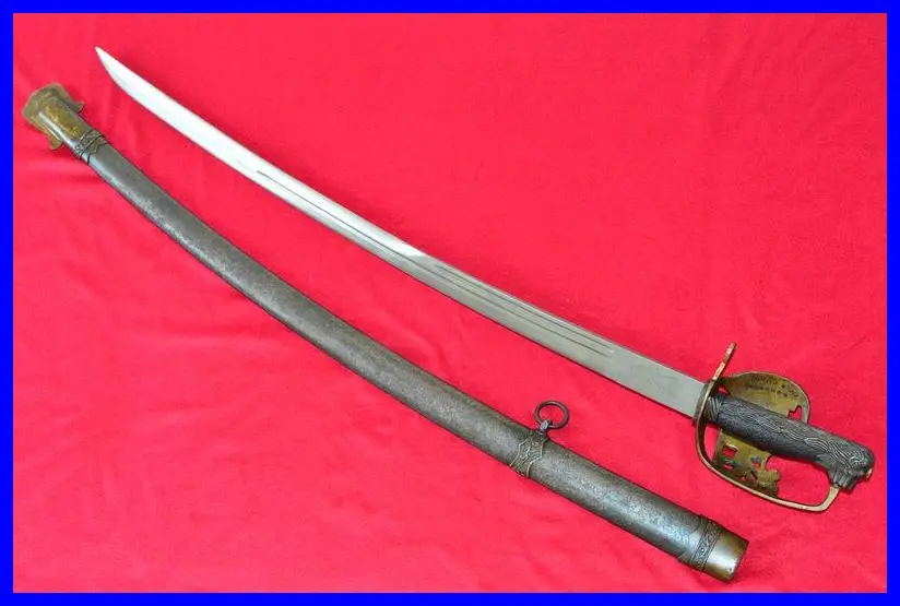 Europe Military Cavalry Sword Katana Copper Guard Steel Sheath Sign ...